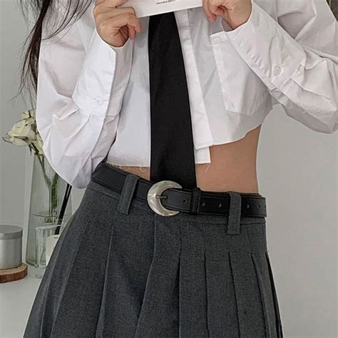 Eleone Fashion Ins Pu Leather Wide Side Metal Buckle Trouser Decoration