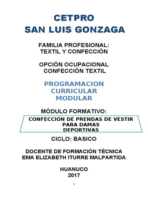 41 Confección De Prendas De Vestir Para Damas 2017 1 Pdf Máquina De