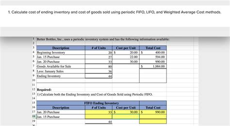 Calculate The Cost Of Ending Inventory Using The Weighted Average Method At Emily Mcginnis Blog