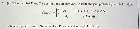 Solved A Marks Let X And Y Be Continuous Random Chegg