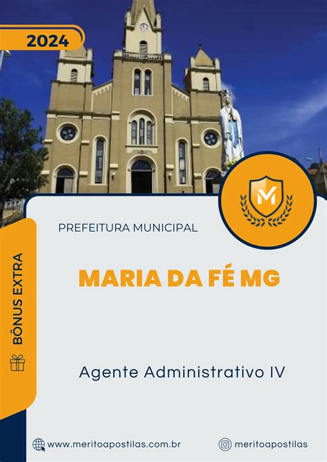 Apostila Agente Administrativo Iv Prefeitura De Maria Da Fé Mg 2024
