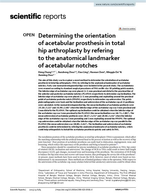 Determining The Orientation Of Acetabular Prosthesis In Total Hip Arthroplasty By Refering To
