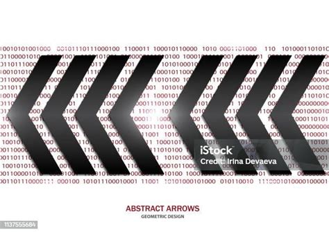창조적 인 기하학적 블랙 화살표 추상 흰색 배경 숫자 컴퓨터 코드 디자인에 대 한 벡터 일러스트 레이 션입니다 3차원 형태에 대한 스톡 벡터 아트 및 기타 이미지 Istock