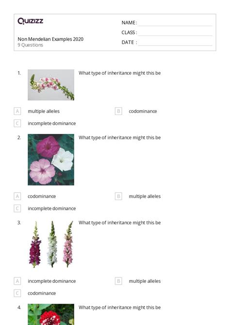 50 Non Mendelian Inheritance Worksheets On Quizizz Free And Printable