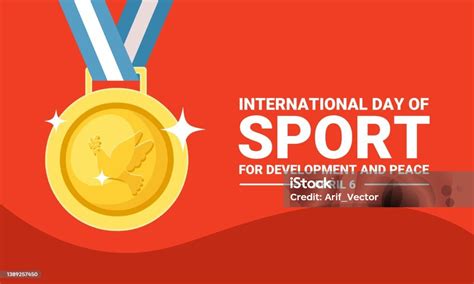 평화 비둘기 기호와 금메달의 벡터 일러스트 배너 또는 포스터로 개발과 평화를위한 스포츠의 국제 의 날 4월에 대한 스톡 벡터 아트 및 기타 이미지 Istock