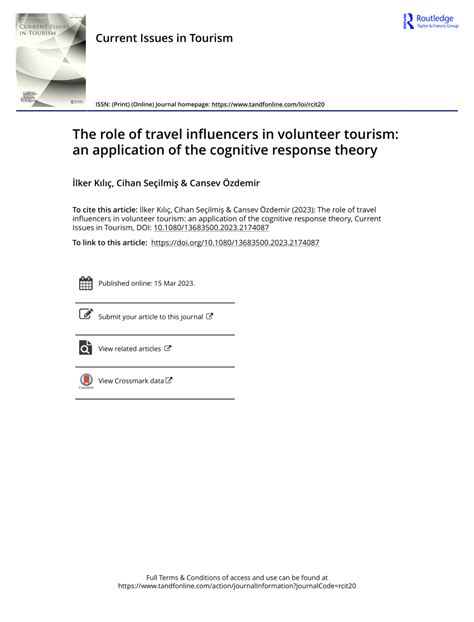 Pdf The Role Of Travel Influencers In Volunteer Tourism An