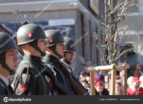 Turkish Military Units March Precision Republic Day Parade Displaying