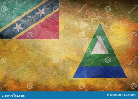 Retro Flag Of English Creole Peoples Nevisians With Grunge Texture