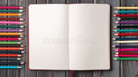 Top View Of Open Empty Blank Notebook On Grey Wooden Table Different