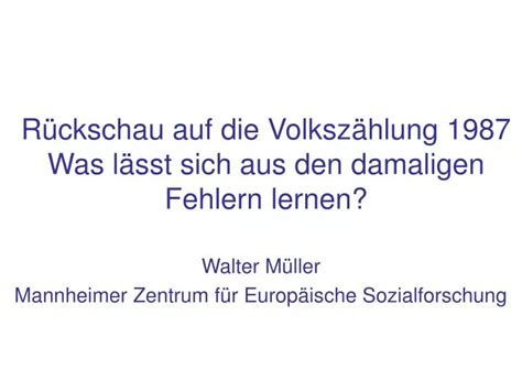 PPT Rückschau auf Volkszählung 1987 Was lässt sich aus den