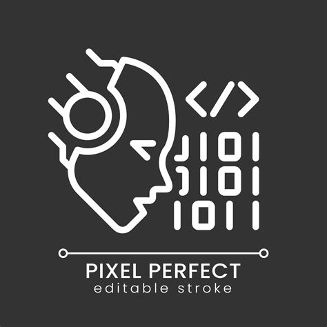 AI Codes Pixel Perfect White Linear Icon For Dark Theme Programmers Help Machine Learning