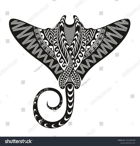 Manta Ray Maori Style Tattoo Sketch Stock Vector Royalty Free Shutterstock