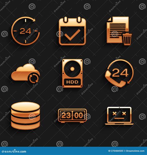 Set Hard Disk Drive Hdd Retro Flip Clock Dead Laptop Telephone 24