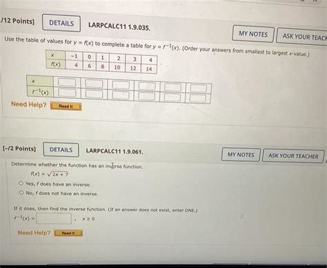 Solved 1 Use The Table Of Values For Y Equals F X To Chegg Com