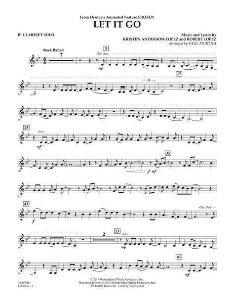Let It Go Bb Clarinet Solo By Paul Murtha Concert Band Digital