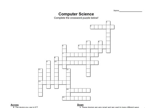Computer Science Crossword Teaching Resources