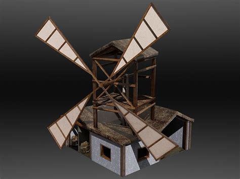 3d Model Medieval Windmill Vr Ar Low Poly Cgtrader
