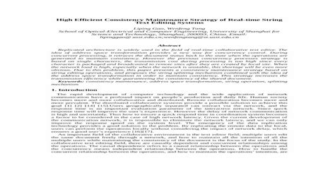 Pdf High Efficient Consistency Maintenance Strategy Of Real