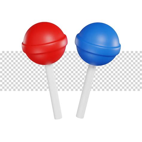 Premium Psd 3d Candy Red Blue Lollipop Rendering Icon With Smooth