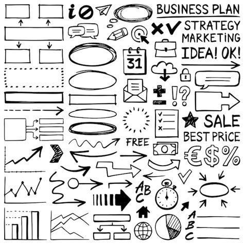 Premium Vector Hand Drawn Design Elements Vector Frames Flow Charts