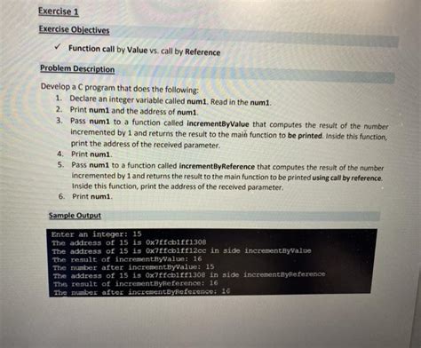 solved exercise 1 exercise objectives function call by