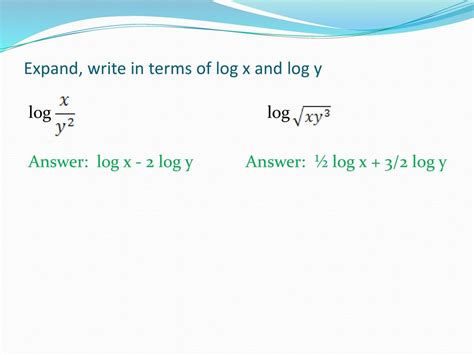 Write As A Single Logarithm Log 2 Log X Log Y Ppt Download