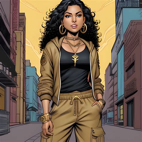 Marvel Comic Panel Of A Latina Woman Golden Tan Skin Big Dark Brown