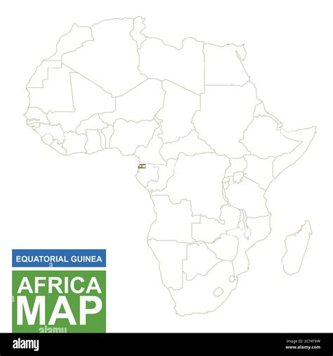Carte Contourée De Lafrique Avec La Guinée équatoriale Mise En