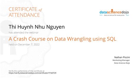Thi Huynh Nhu Nguyen S Certificate Data Science Dojo