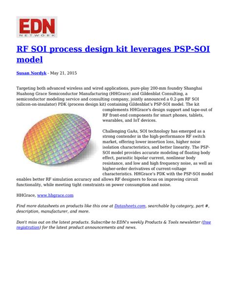 Rf Soi Process Design Kit Leverages Psp Soi Model Pdf