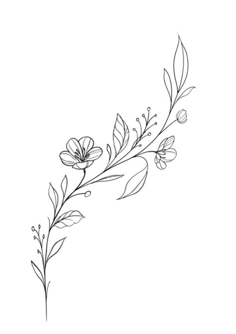 Floral Line Drawing Tattoo