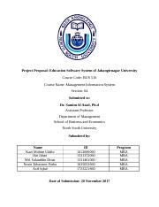 CIS Project Proposal Docx Project Proposal Education Software System Of Jahangirnagar