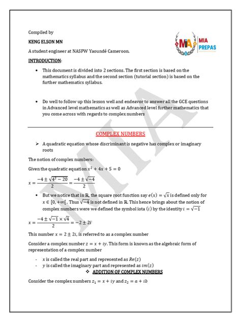 complex numbers pdf pdf complex number numbers