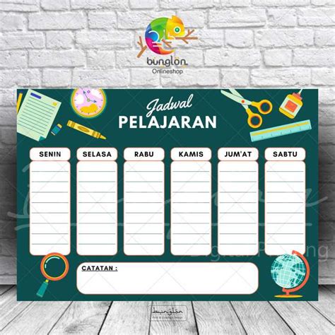 Poster Edukasi Jadwal Pelajaran Model B Lazada Indonesia