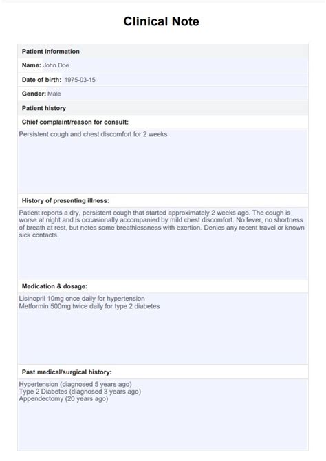 Clinical Note Template And Example Free Pdf Download