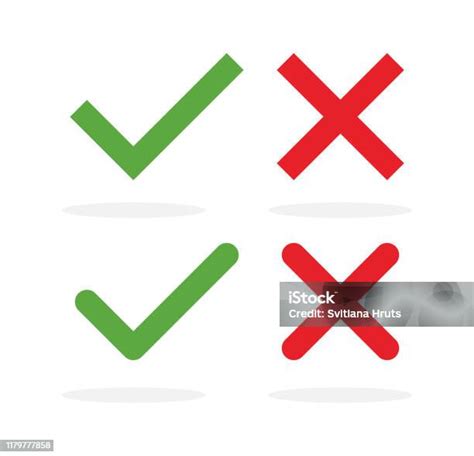 勾選和交叉符號綠色核取記號確定和紅色 No 圖示不同設計在白色背景簡單的標記圖形設計向量插圖向量圖形及更多互聯網圖片 互聯網 剔號