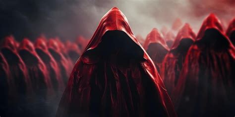 Premium Photo The Enigmatic Group Of Figures In Red Hooded Cloaks