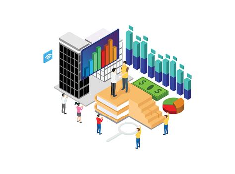 Modern Isometric Business To Business Illustration With Colorful Chart Web Banners Suitable