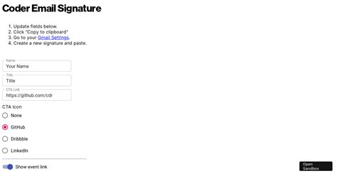 Email Signature Marketing Codesandbox