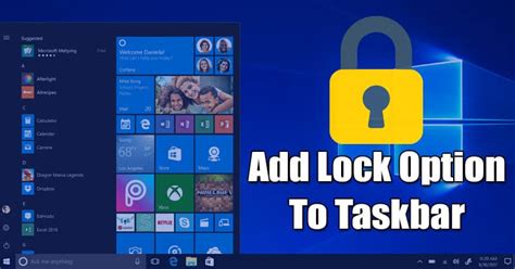 how to add lock option to the taskbar in windows 10
