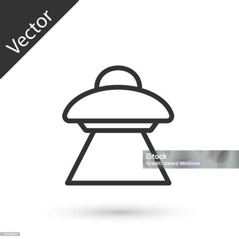 Graphisme Gris De Vaisseau Spatial Volant Dovni De Ligne Disolement Sur