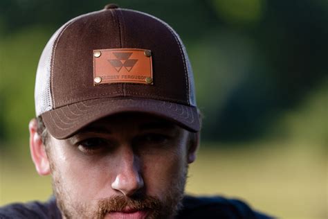 Massey Ferguson Logo Hat Leather Emblem Brown Mesh Etsy