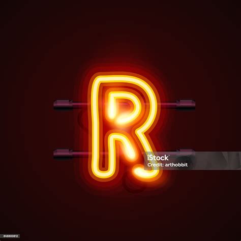 Neon Font Huruf R Singboard Desain Seni Ilustrasi Stok Unduh Gambar