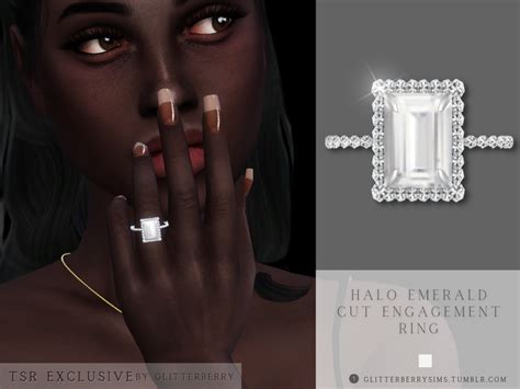 The Sims Resource Halo Emerald Cut Engagement Ring