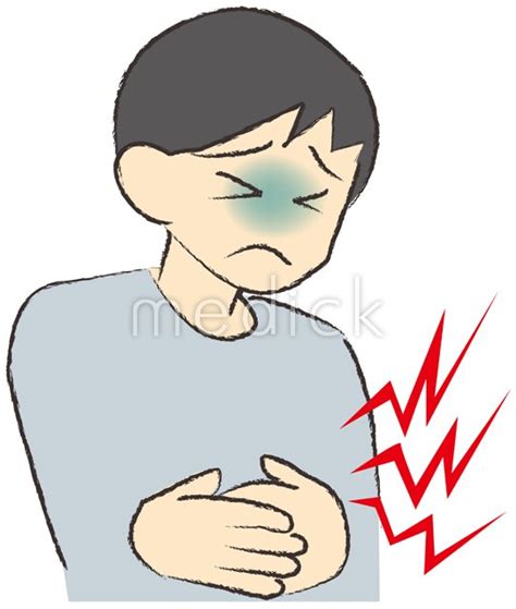 胃が痛む男性のイラスト 医療のイラスト・写真・動画、素材販売サイトのメディック Medick