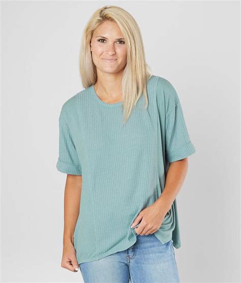 Daytrip Ribbed Open Weave Top Womens Shirts And Blouses In Trellis