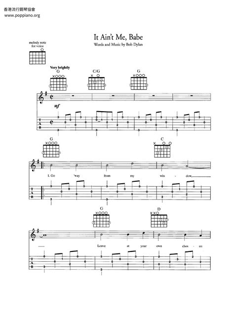 Bob Dylan It Aint Me Babe Sheet Music Pdf Free Score Download ★