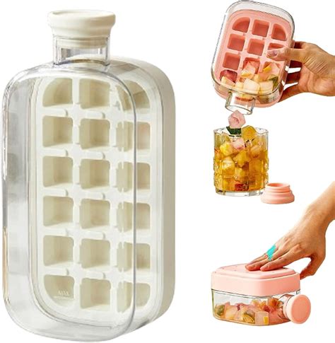 Ice Cube Bottle 2 In 1 Touch Free Ice Cube Tray Water Bottle With Lid And Bin Portable Ice