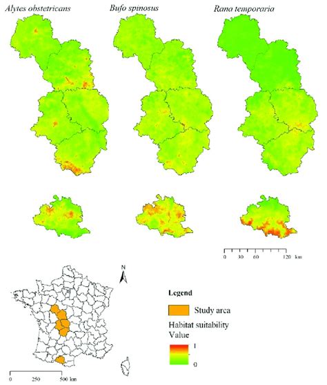 Maps Of Relative Habitat Suitability Predicted By Maxent For The Common