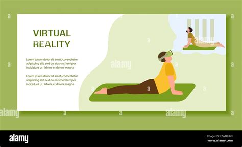 Vector Illustration Woman Wearing Virtual Reality 3d Glasses Doing Yoga